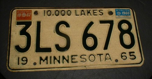 1965 MN Minnesota * 3LS 678 * License Plate With 1966 & 1967 Tag Tabs ...