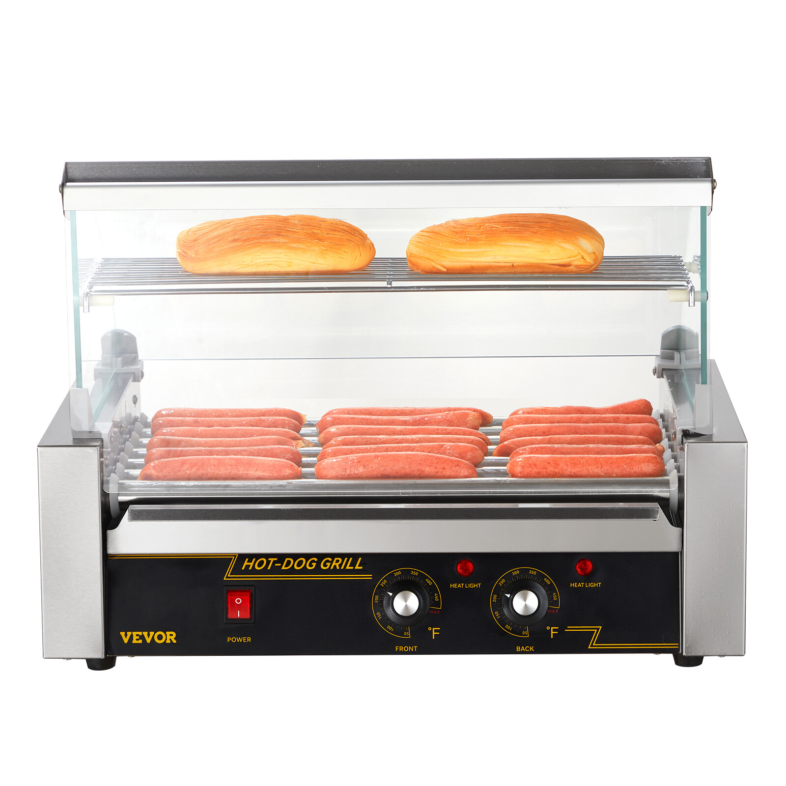 VEVOR Electric 18 Hot Dog 7 Roller Grill Cooker Warmer Bun Sausage ...