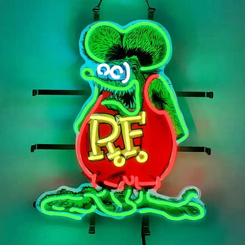 Rat Fink RF Hot Rod Garage 20" Neon Sign Light Lamp With HD Vivid ...