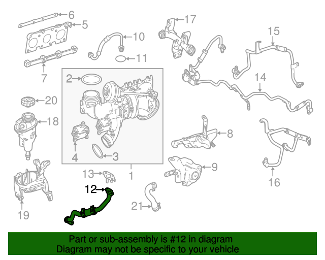 Mercedes-Benz C W205 Turbine Return Pipe A2760900577 3.00 Petrol 2017 ...