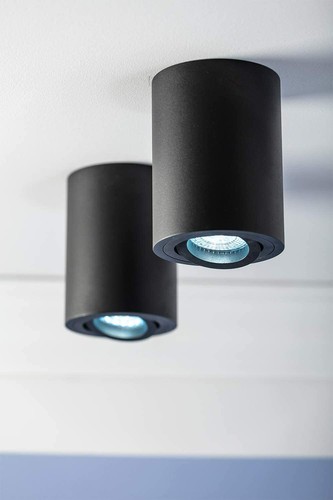 CGC Black Round Cylinder Surface Mount Adjustable Tilt GU10 Ceiling ...