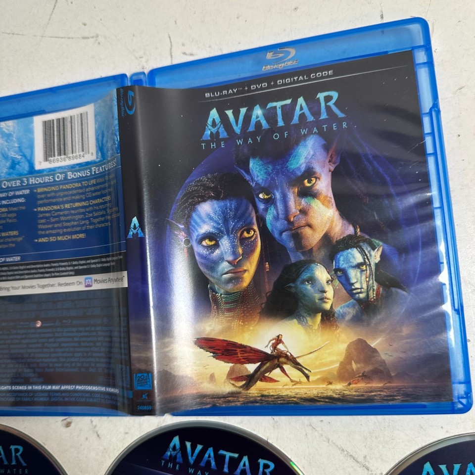 Avatar: The Way of Water (Blu-Ray + DVD) James Cameron Sci-fi Action 3 ...