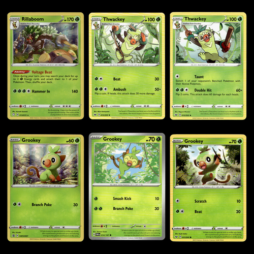 6x Rillaboom Lot Thwackey Grookey 13.0 Sword Shield Shining Fates ...