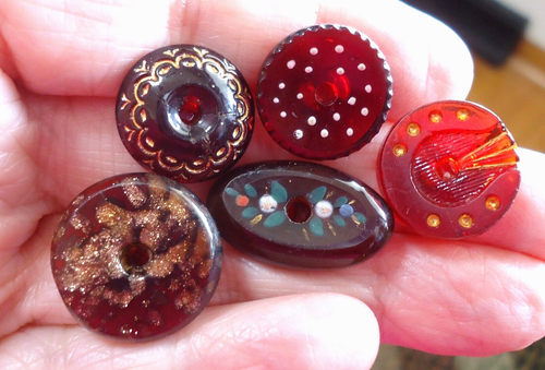 Lot of 5 Antique Ruby Glass WHISTLE Buttons 5/8" to 7/8" | eBay