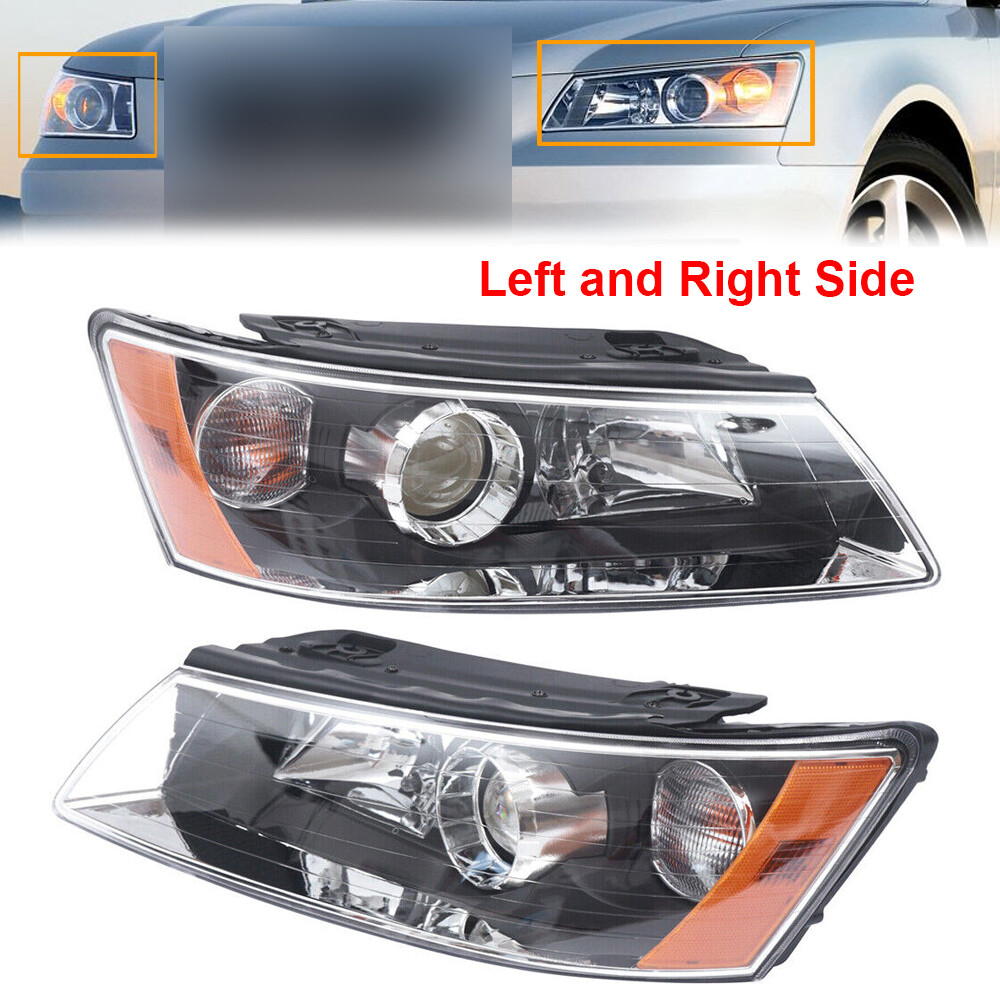 Headlights Set For 2006-2008 Hyundai Sonata Sedan Left + Right Side ...