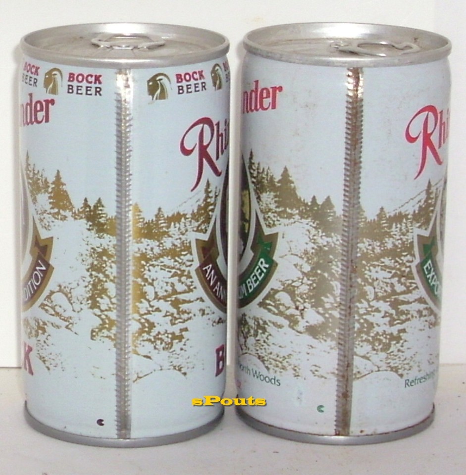 RHINELANDER BOCK+EXPORT TIN BEER CANS HUBER WISCONSIN GOAT HORNS ...