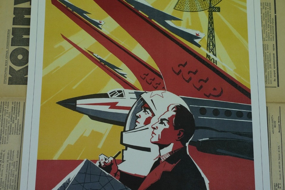 Soviet Russian Space Propaganda Poster Print AIR FORCES AVIATION AND ...