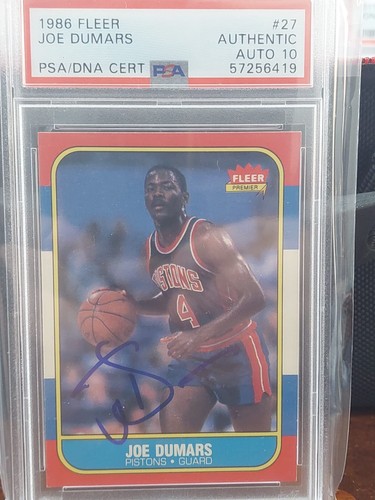 Joe Dumars PISTONS HOF Signed Autograph 1986 Fleer RC Rookie Card 27 ...