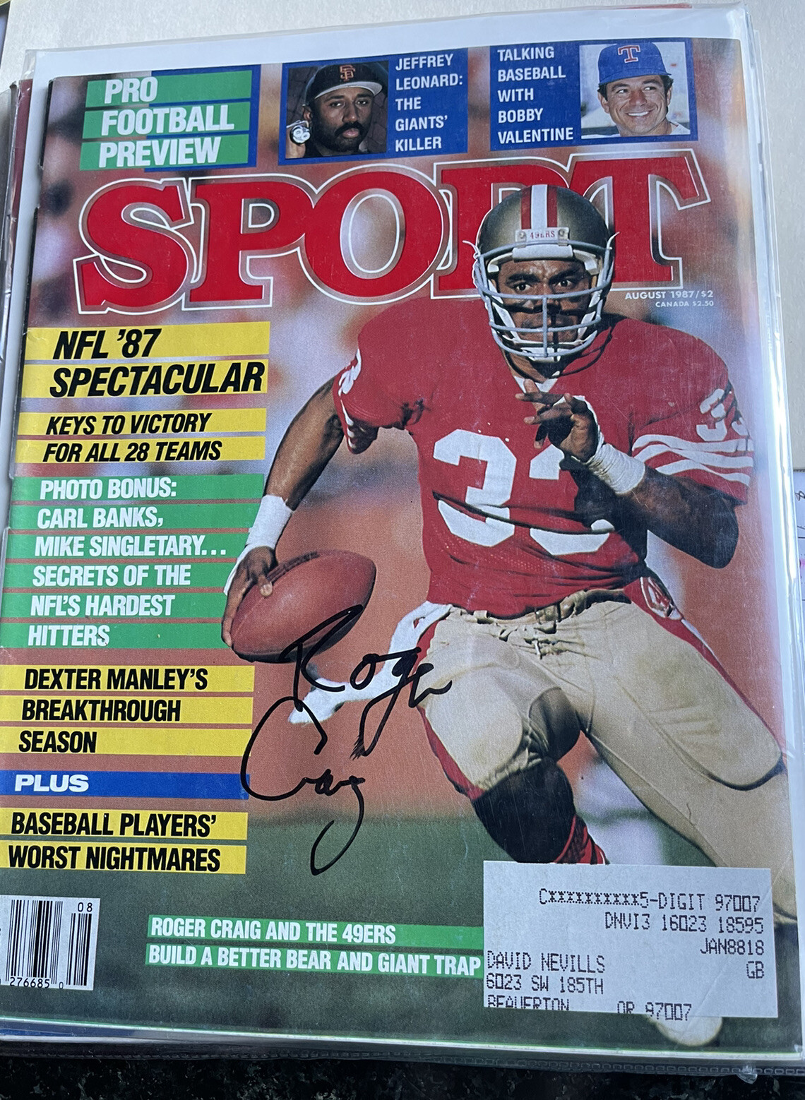 Roger Craig Signed 1987 Sport Pro Football Preview Magazine 49ers | eBay