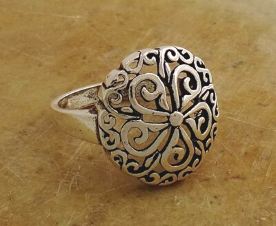 EXOTIC .925 STERLING SILVER ROUND FILIGREE SWIRL RING size 7 style ...
