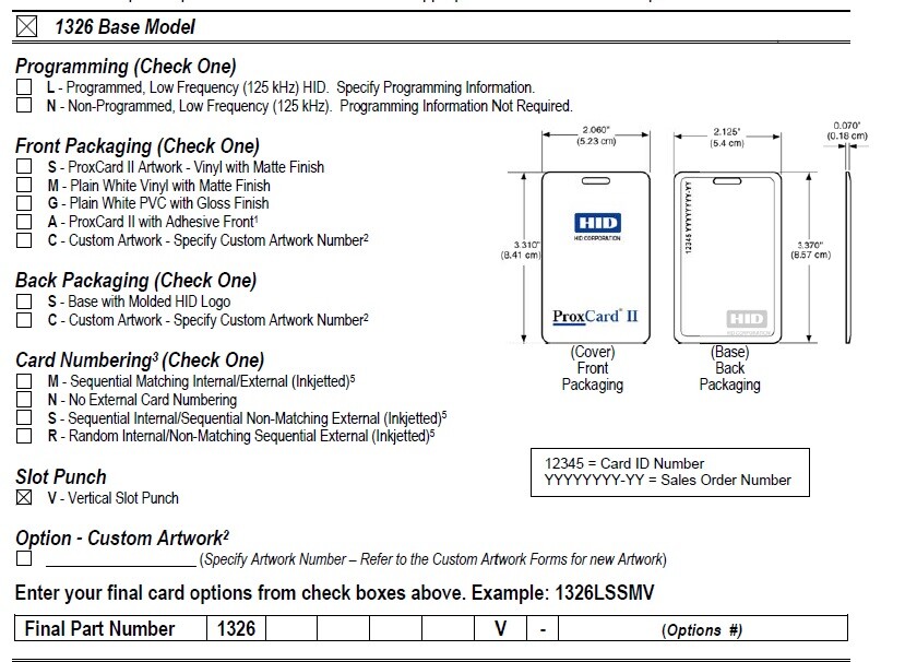 HID 1326 ProxCard II Clamshell Card 1326LSSMV 125kHz 99 Cards DSX ...