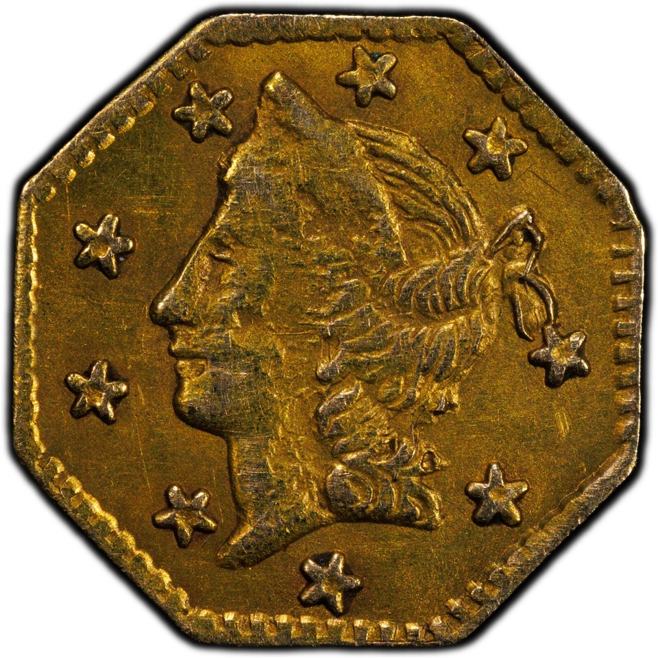 Gold - 1857 G25C California Fractional Gold BG-1301 / PCGS Gold Shield ...