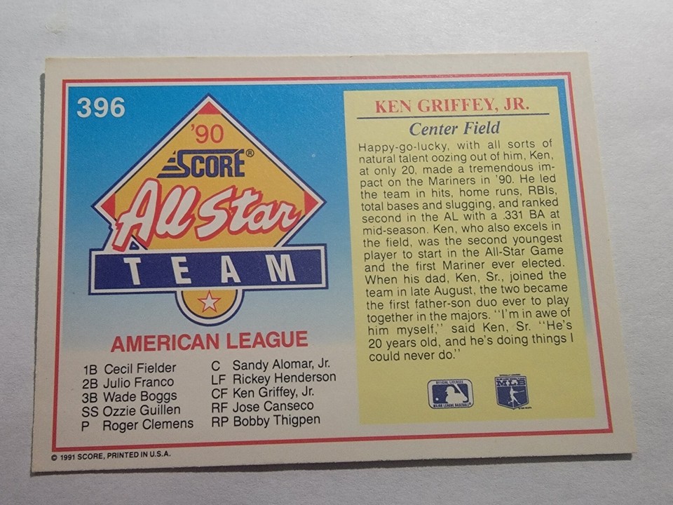 Ken Griffey Jr. 1990 Score All Star #396 | eBay