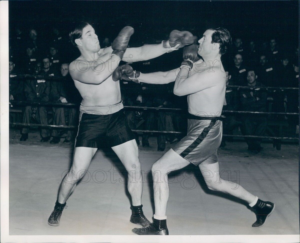 Press Photo Walter Pidgeon & Nat Pendleton Boxing in 6000 Enemies Movie ...