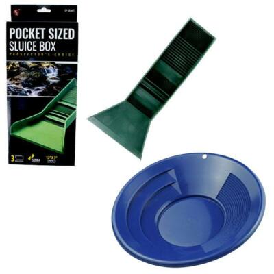 Pocket Sized Plastic Sluice Box - 12"X3"x5.5" & 10" Blue Gold Pan | eBay