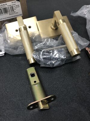 Emtek 5112 Knurled L-Square Left Handed Passage Door Lever Set - Satin ...