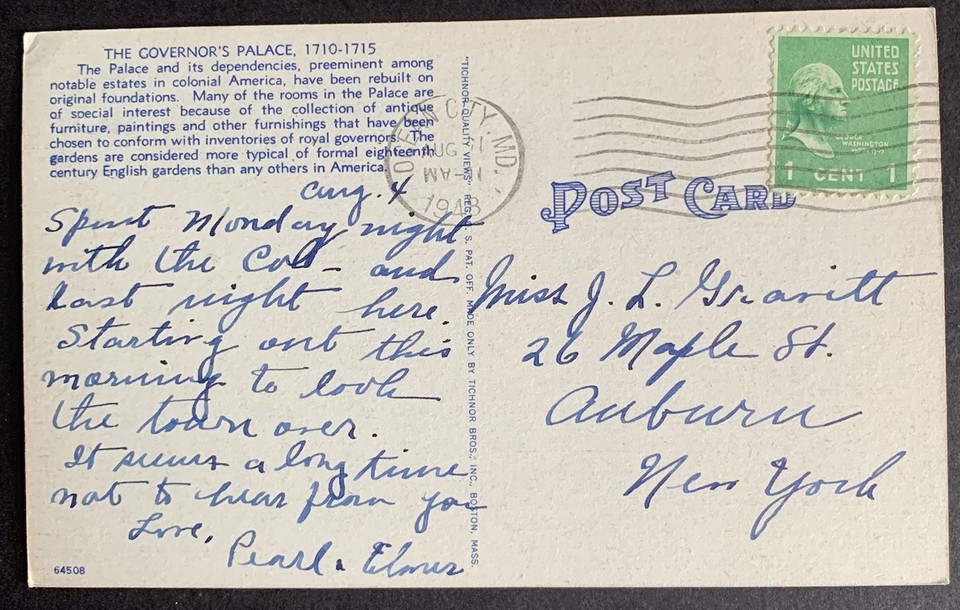 FLX Stamps Governor’s Palace Williamsburg VA Vintage Postcard | eBay