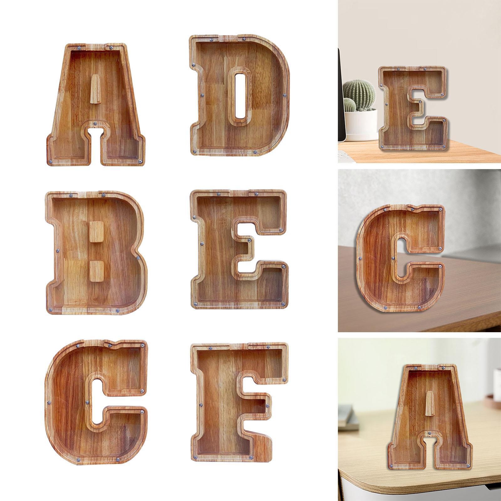 Letter Piggy Bank Wooden Desktop Letter Money Box for Home Decoration ...