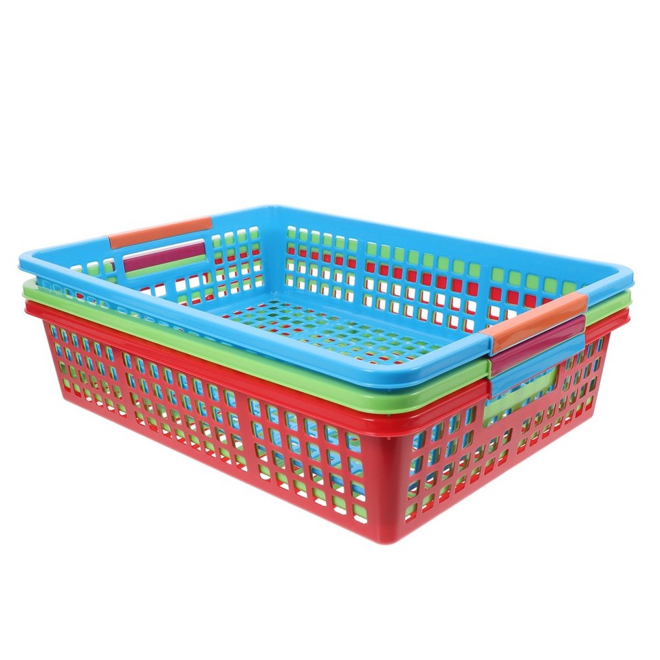 3 Pcs Plastic Baskets for Classroom Paper Bins Crayon Organizer ...