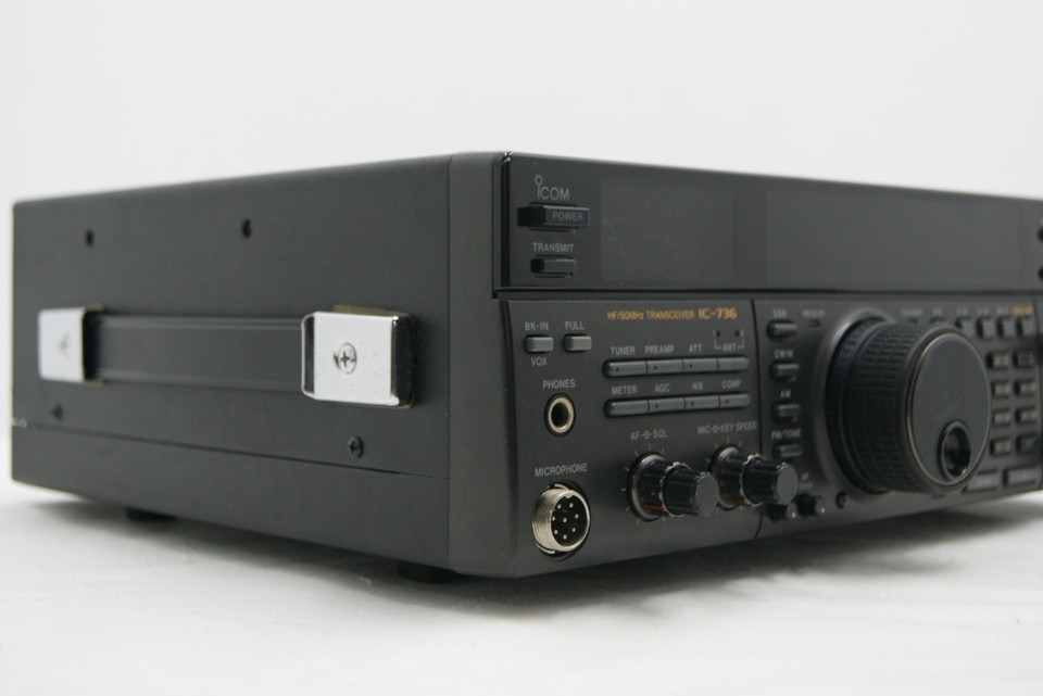 MARS MOD ICOM IC-736 HF 50MHz Transceiver 100W Black + Mic Good Cond ...