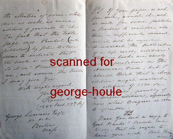 FRANCIS LIEBER - SIGNED - LETTER - SLAVES - 1862 - LIEBER CODE - GENEVA ...