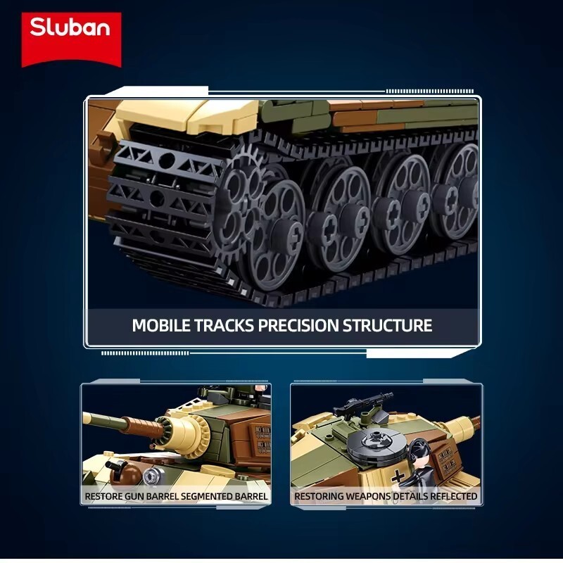 Sluban 930PCS ARMY Tiger King Heavy Tank Building Blocks Land Force WW2 ...