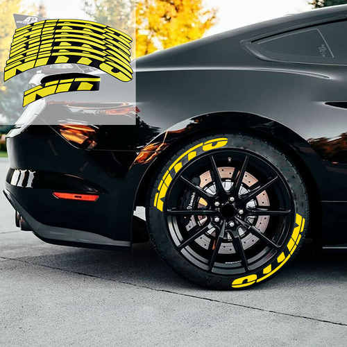 Yellow NITTO Permanent Tire Lettering Sticker Rubber 1.38" 15"-24 ...