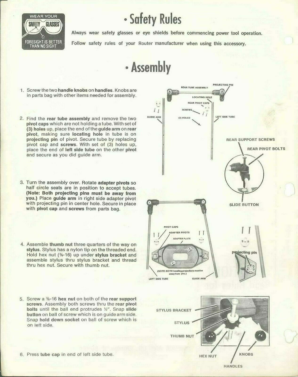 Deluxe Router Pantograph Operators Manual Fits 1978 Craftsman 3D 335. ...