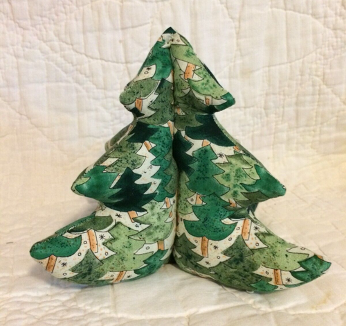 3D Stuffed CHRISTMAS TREE - Shades of Green Trees Fabric - Handmade ...