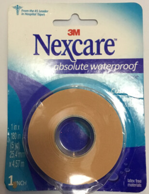 3M Nexcare Absolute Waterproof First Aid Tape, Foam, 1" x 180" (5 yd ...