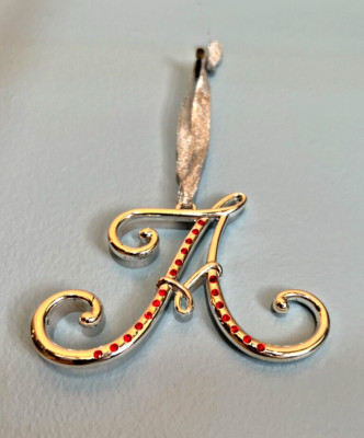Letter "A" Harvey Lewis Ornament Monogram Initial with Swarovski Red ...