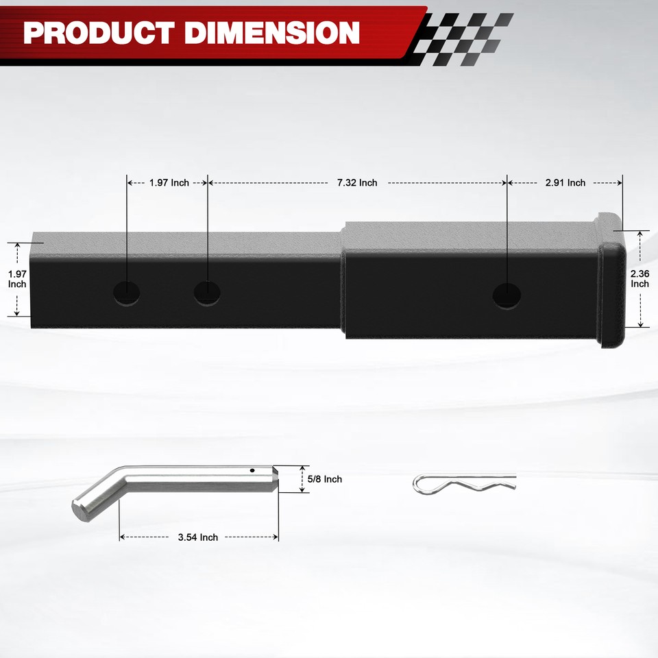 Trailer Hitch Extender 2Inch Receiver Tube Rise-Drop Adapter Extender ...