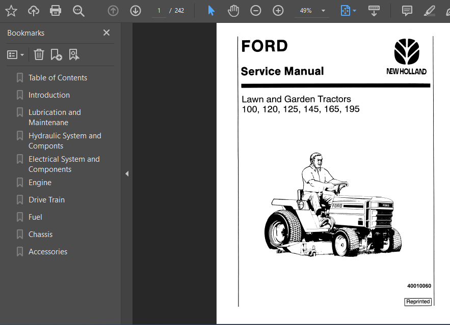 FORD 195 LAWN TRACTOR/MOWER SERVICE REPAIR SHOP MANUAL PDF USB | eBay