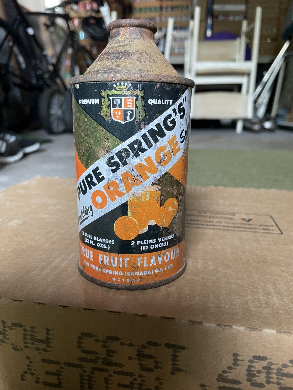 Pure Spring’s Orange Soda Cone Top Soda Pop Can | eBay