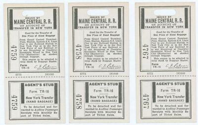 c1950 Maine Central Railroad Baggage Transfer Tags New York City Lot 3 ...