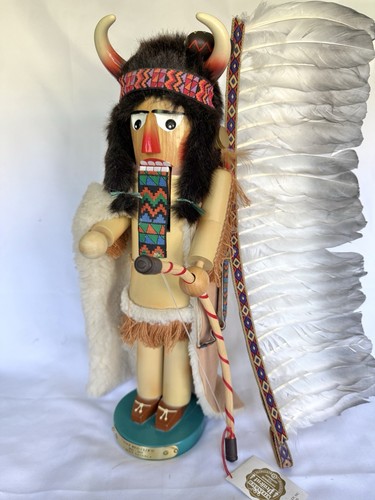 STEINBACH Chief Red Native American Nutcracker 17” Hand & Feather ...