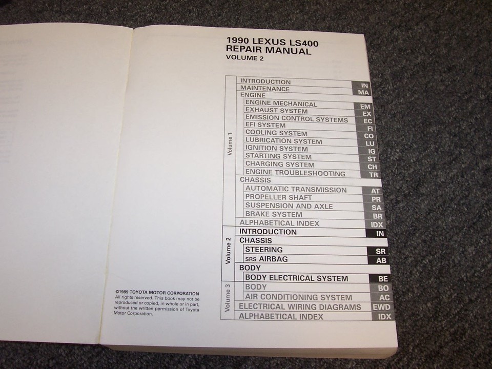 1990 Lexus LS400 Chassis Body Electrical Shop Service Repair Manual 4 ...