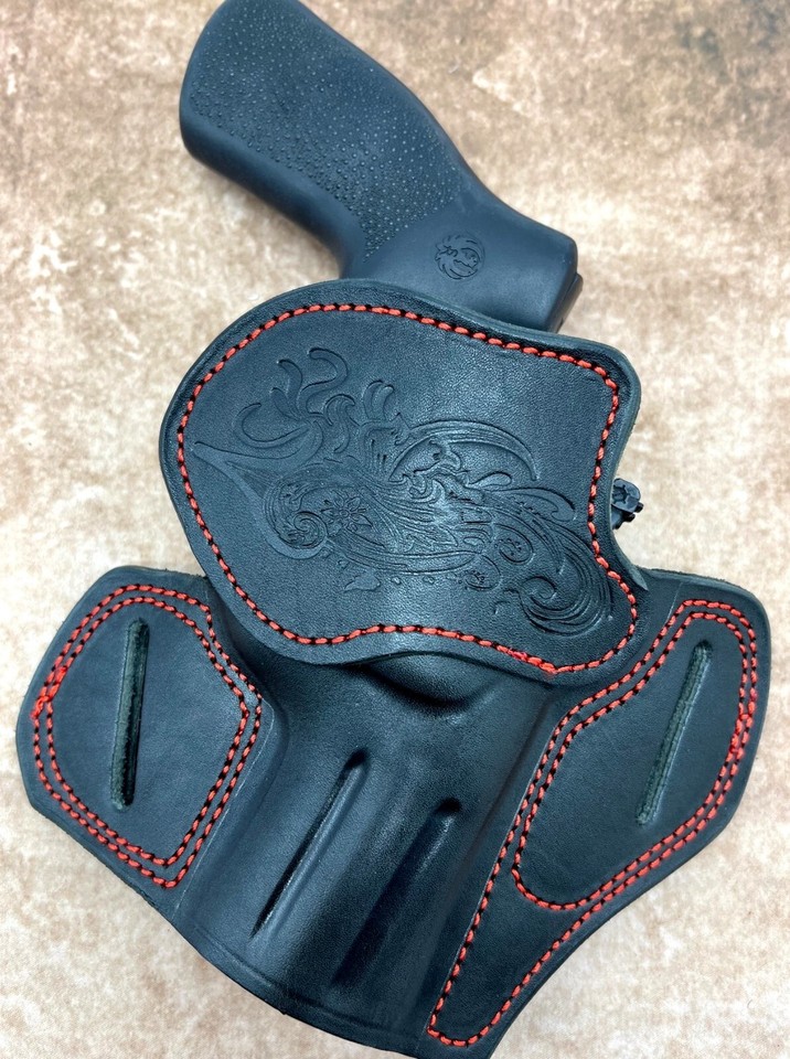 For 3" S&W 686 PLUS, Right Hand Leather Open Top Western Belt Holster ...
