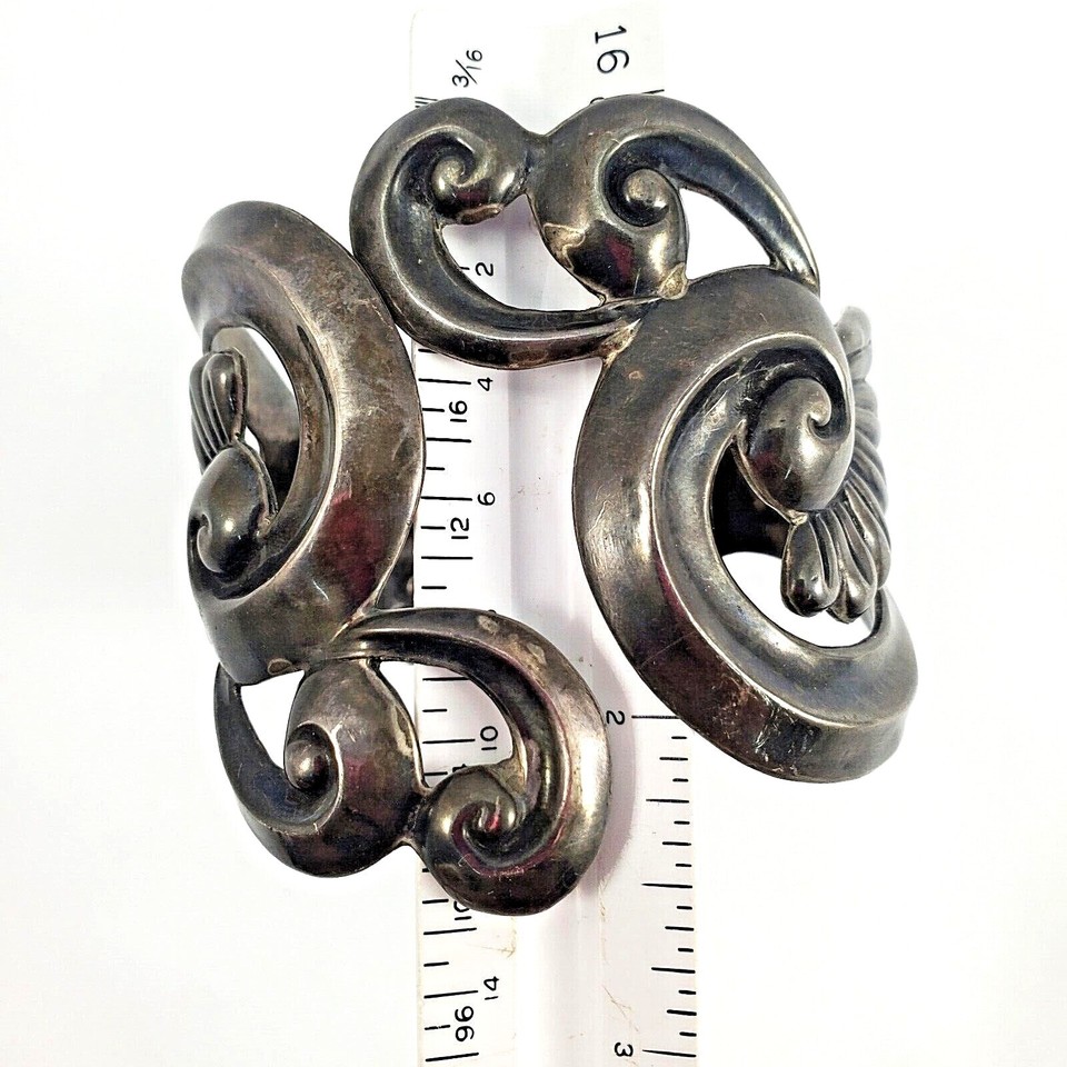 Vintage TAXCO Alfredo Villasana Clamp Cuff Bracelet .925 Silver Fan ...