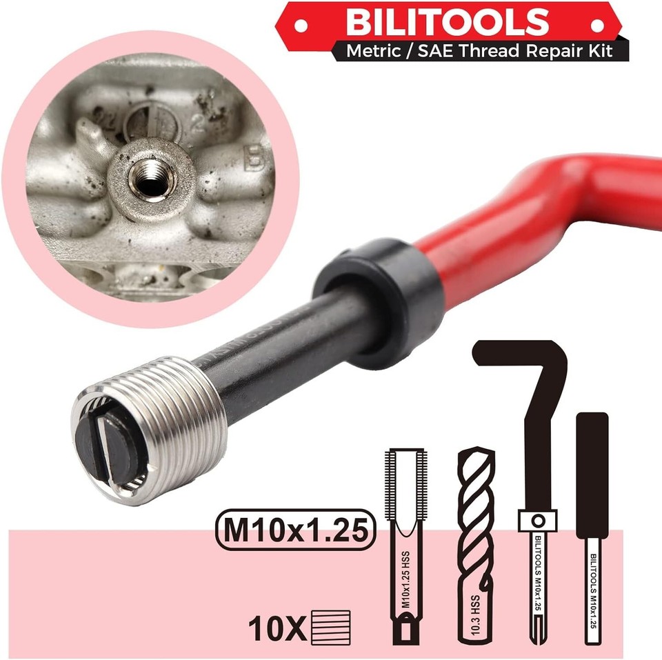 M10x1.25 Thread Repair Kit HSS Drill Helicoil Repair Kit Metric High ...