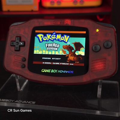 Clear Red Game Boy Advance GBA Console with iPS V5 Backlight Backlit ...