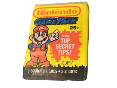 1989 Nintendo Topps Game Pack Scratch off Cards Stickers Sealed 25 cent ...