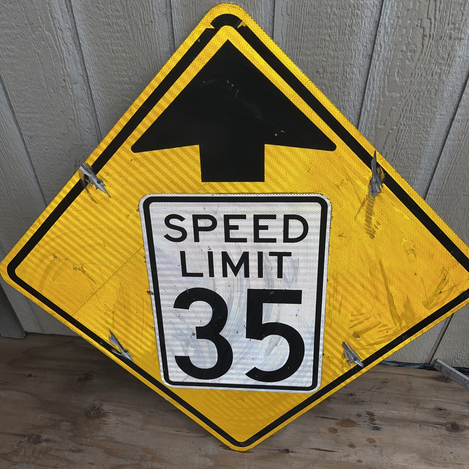 Authentic Retired “Speed Limit 35 arrow yellow Highway Street Sign 30 ...