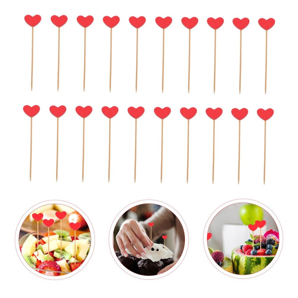 20Pcs Holiday Cupcake Toppers DIY Heart Cake Picks Decorative Fruit ...