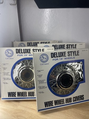 N.O.S. 15" Cal Custom wire spoke wheel covers/trims 70`s 80`s Caddy | eBay