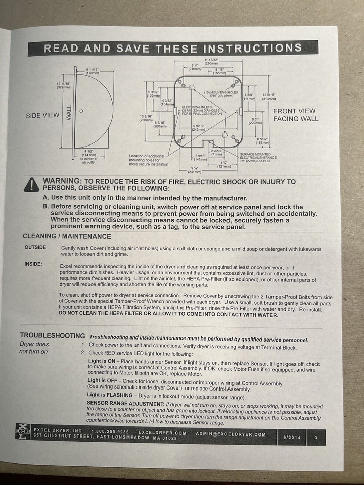 EXCEL XL-SBV XLERATOR HAND DRYER HV 208-277v BRAND NEW XL SB SBV SB8 ...