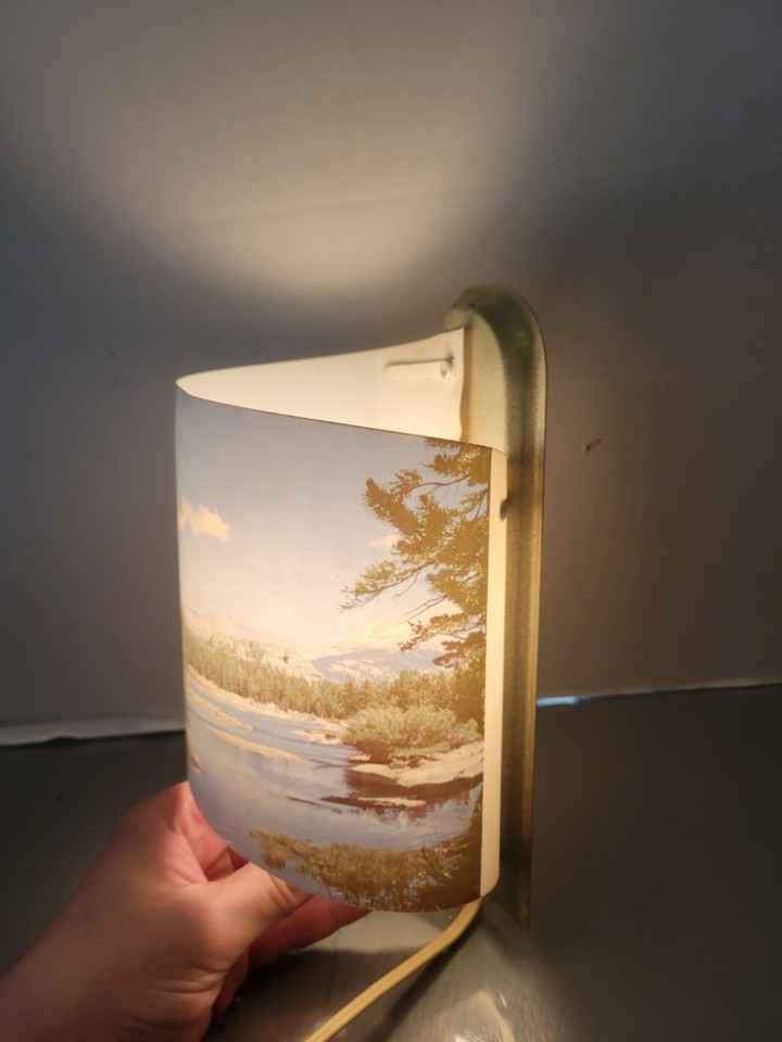 Vintage 1950s Helmscene Lamp Lake & Mountain Scene Wall Sconce Light ...