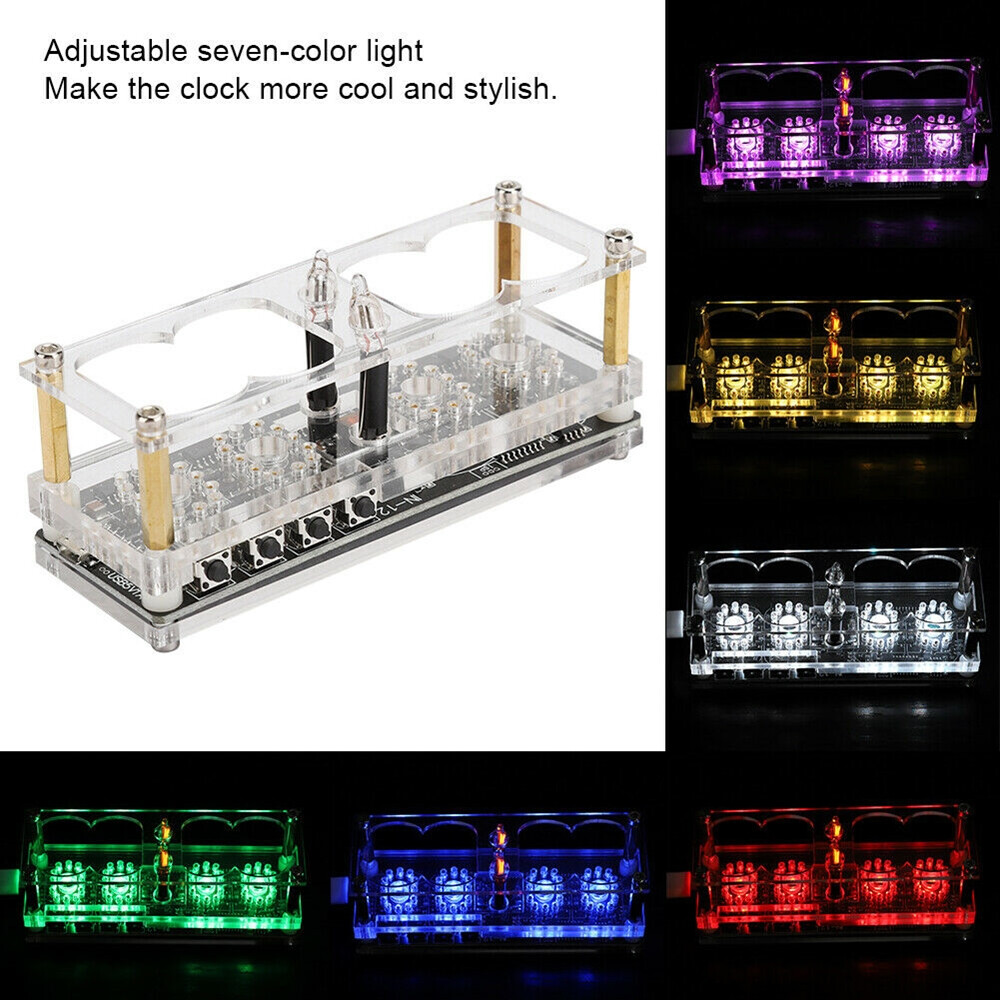 IN-12 Glow Tube Clock 4-bit Integrated IN12 Glow Tube Clock Seven-color ...