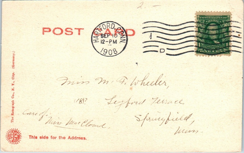 Postcard Connecticut Hartford Park Fountain Memorial Arch Rotograph Co ...