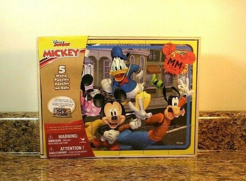 Disney Junior Mickey Mouse 5 Wood Puzzles Set Storage Box NEW | eBay